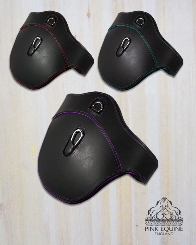 Pink Equine Jumping Girth with coloured piping and stitching