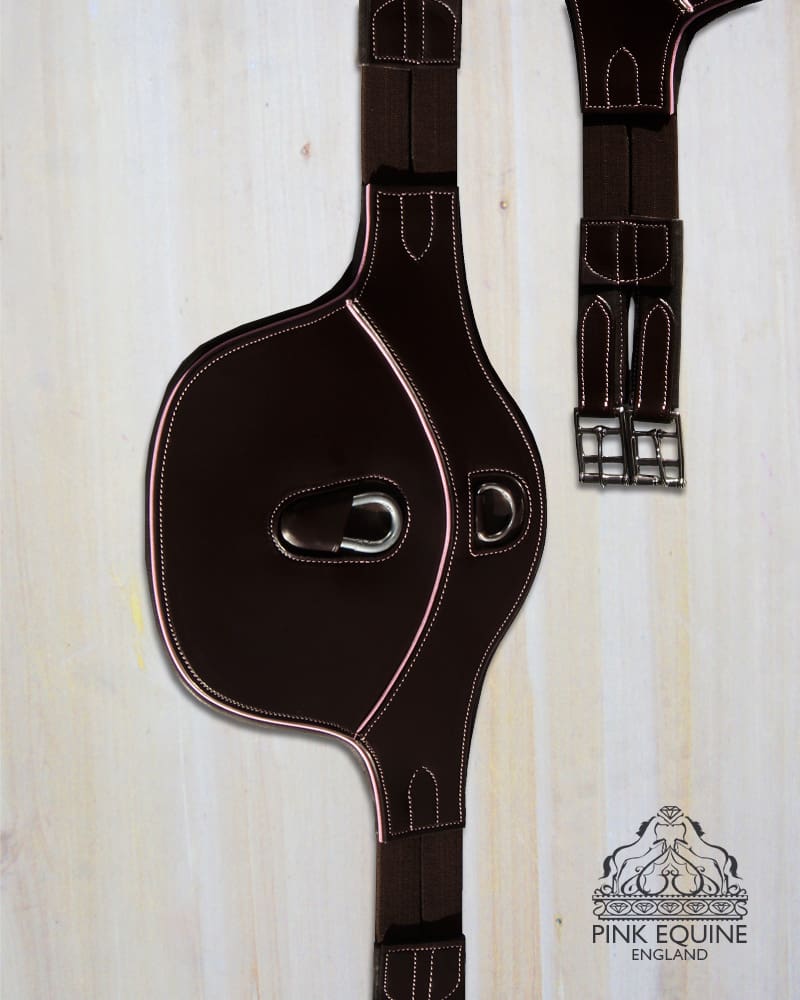 Pink Equine Jumping Girth with coloured piping and stitching