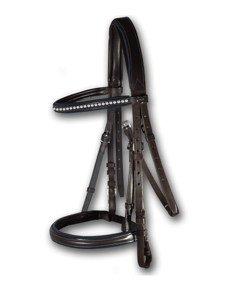 Brown Leather English Full size bridle with petrol piping