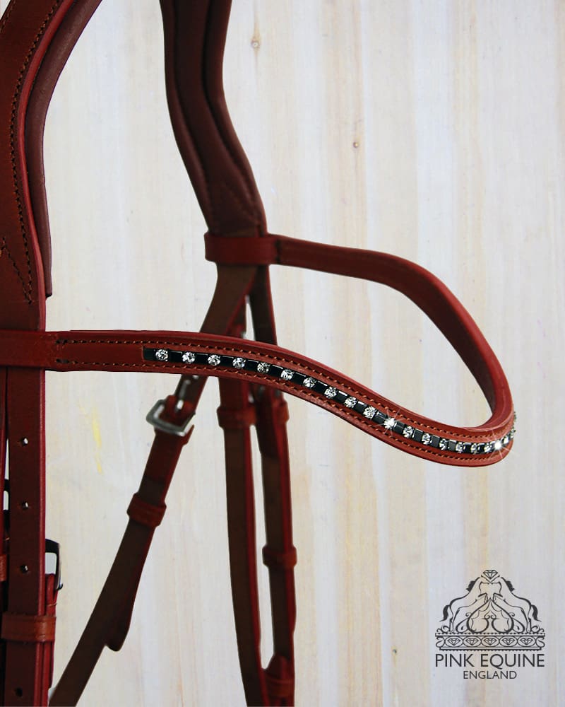 Pink Equine Metal Wave Diamante Browbands