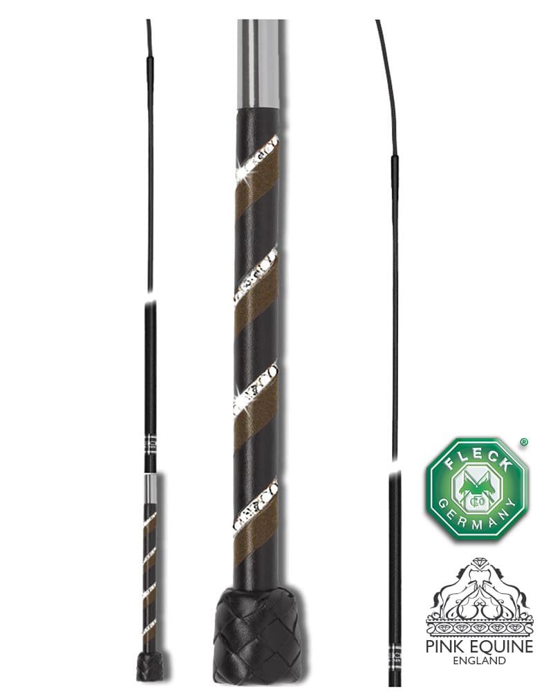 The Fleck Crystal Dressage Whip with Rinestone handle