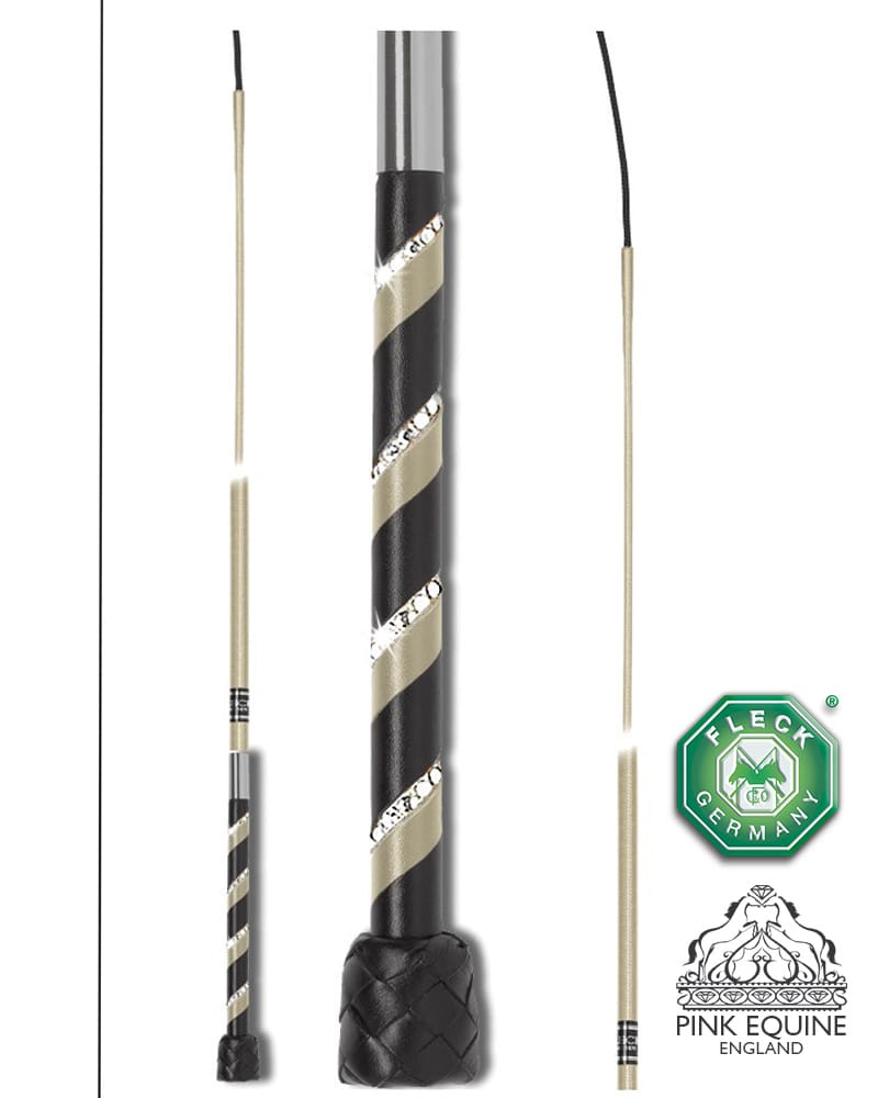 The Fleck Crystal Dressage Whip with Rinestone handle