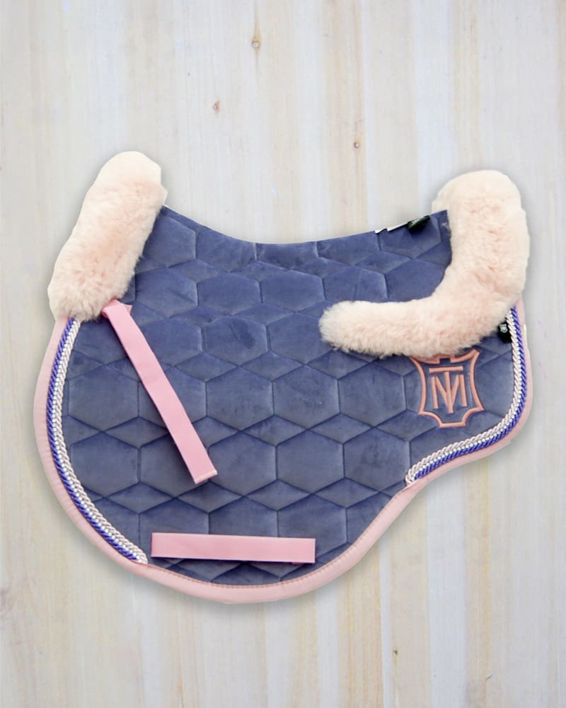 Mattes Pony Saddle Pad in Lilac velvet with Pink Sheepskin