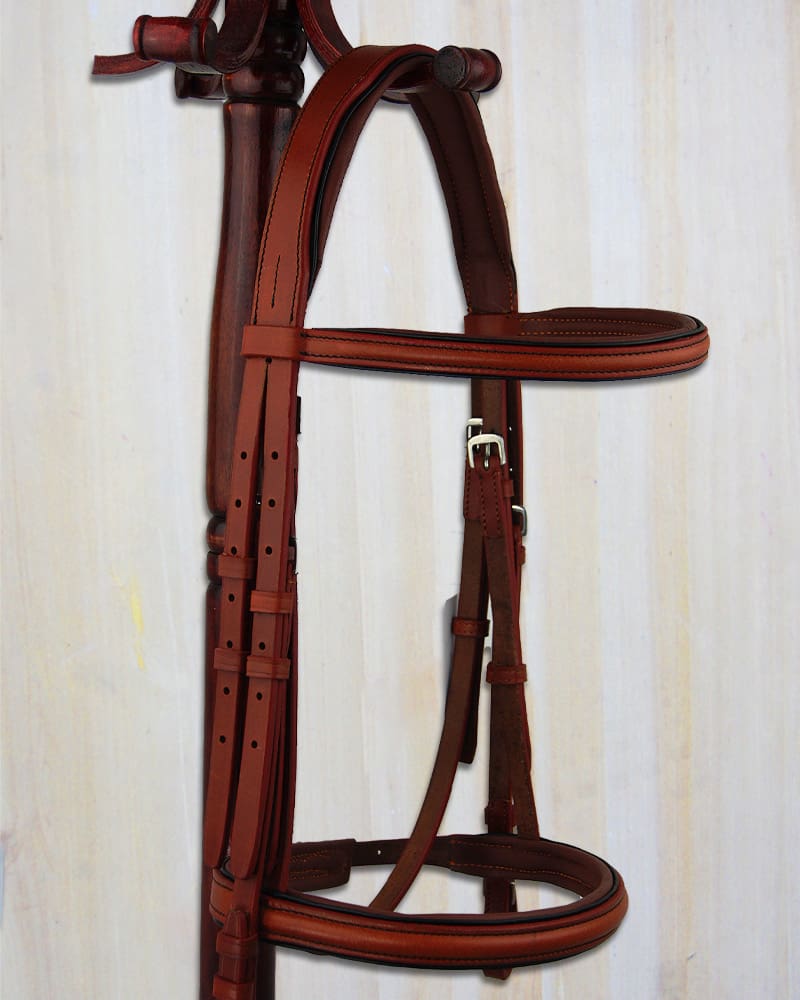 Full Bridle - Tan Leather Full English without Flash -Black Piping ...