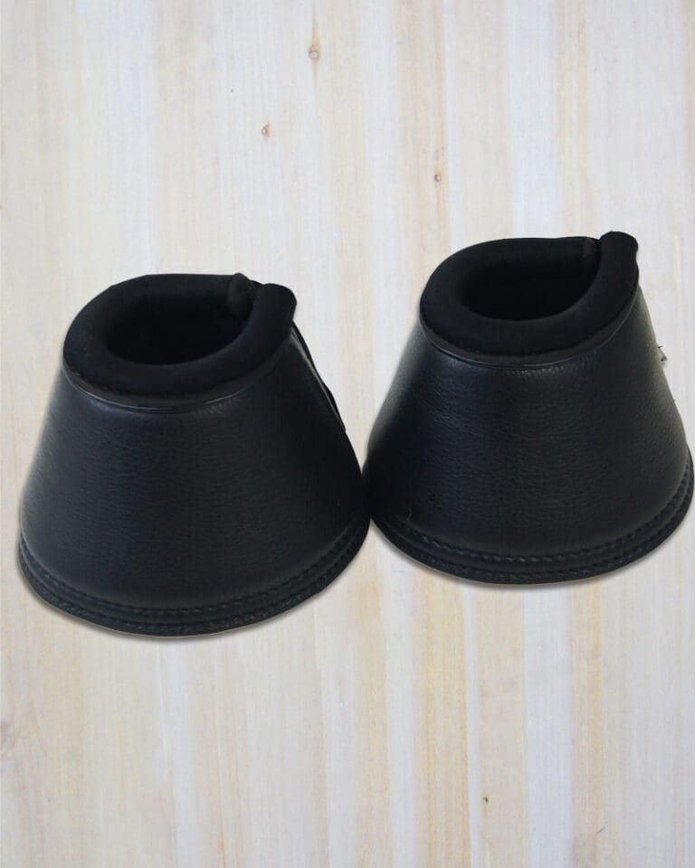 Pink Equine Leather Small Pony Bell Boots Black