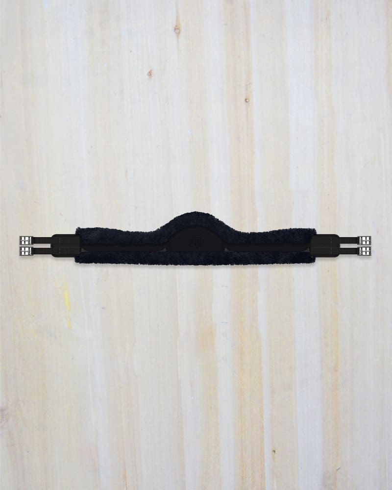 Mattes Slimline Leather Asymmetric Sheepskin Girth 125cm - Black